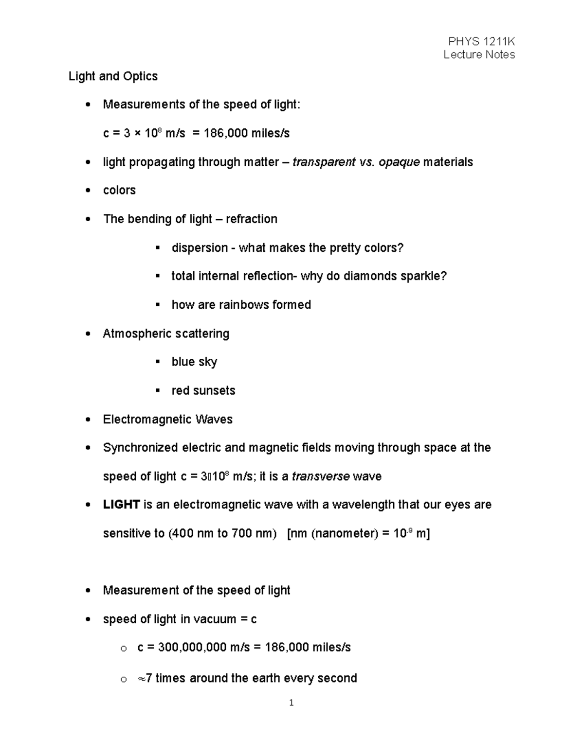 2021-PHYS1211K-Physics-Lecture-Notes-Light and Optics -15A - PHYS 1211K ...