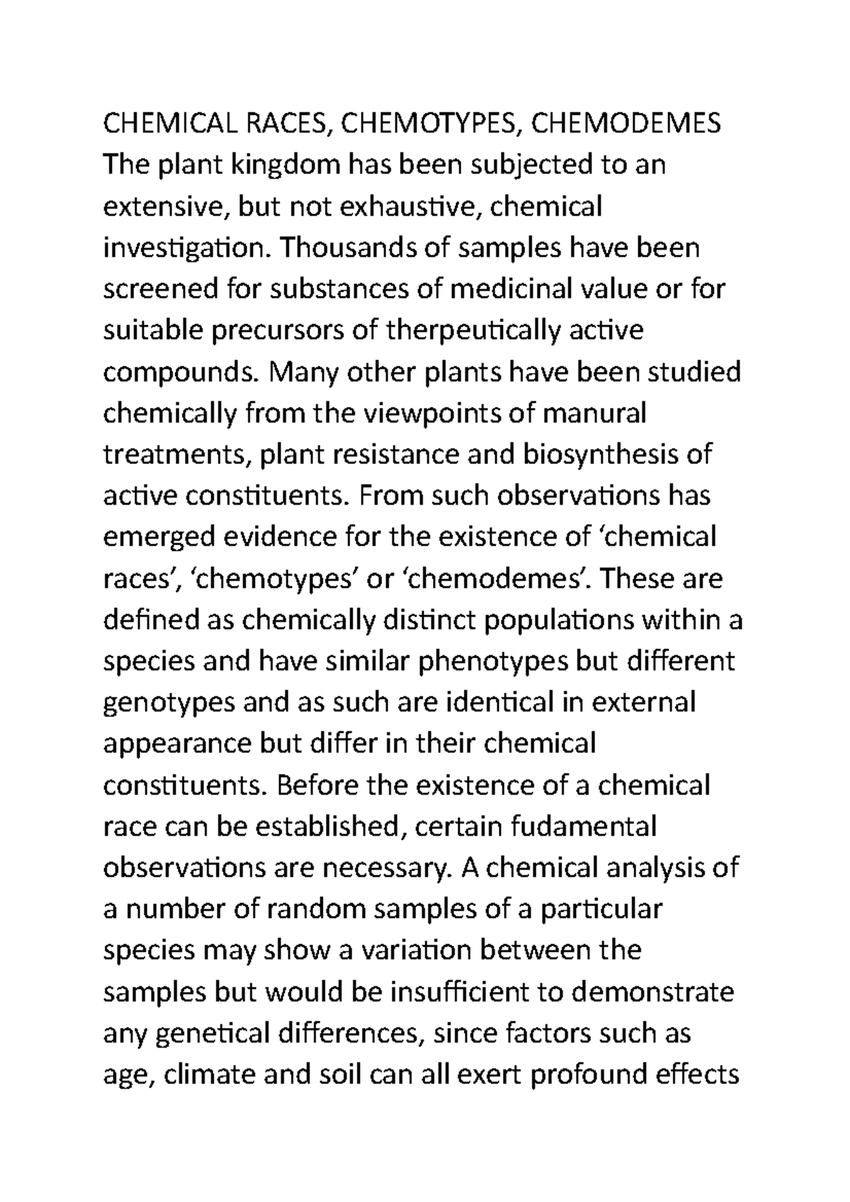 Chemical Races - CHEMICAL RACES, CHEMOTYPES, CHEMODEMES The plant ...