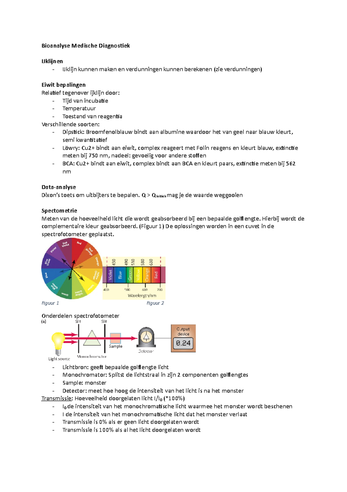 Samenvatting Bioanalyse Medische Diagnostiek - Bioanalyse Medische ...