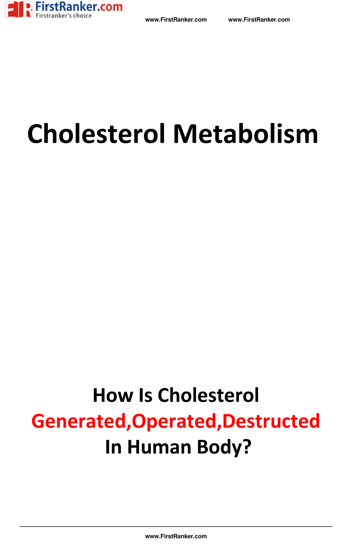 MBBS Biochemistry Topic WISE Notes Cholestesterol Metabolism ...