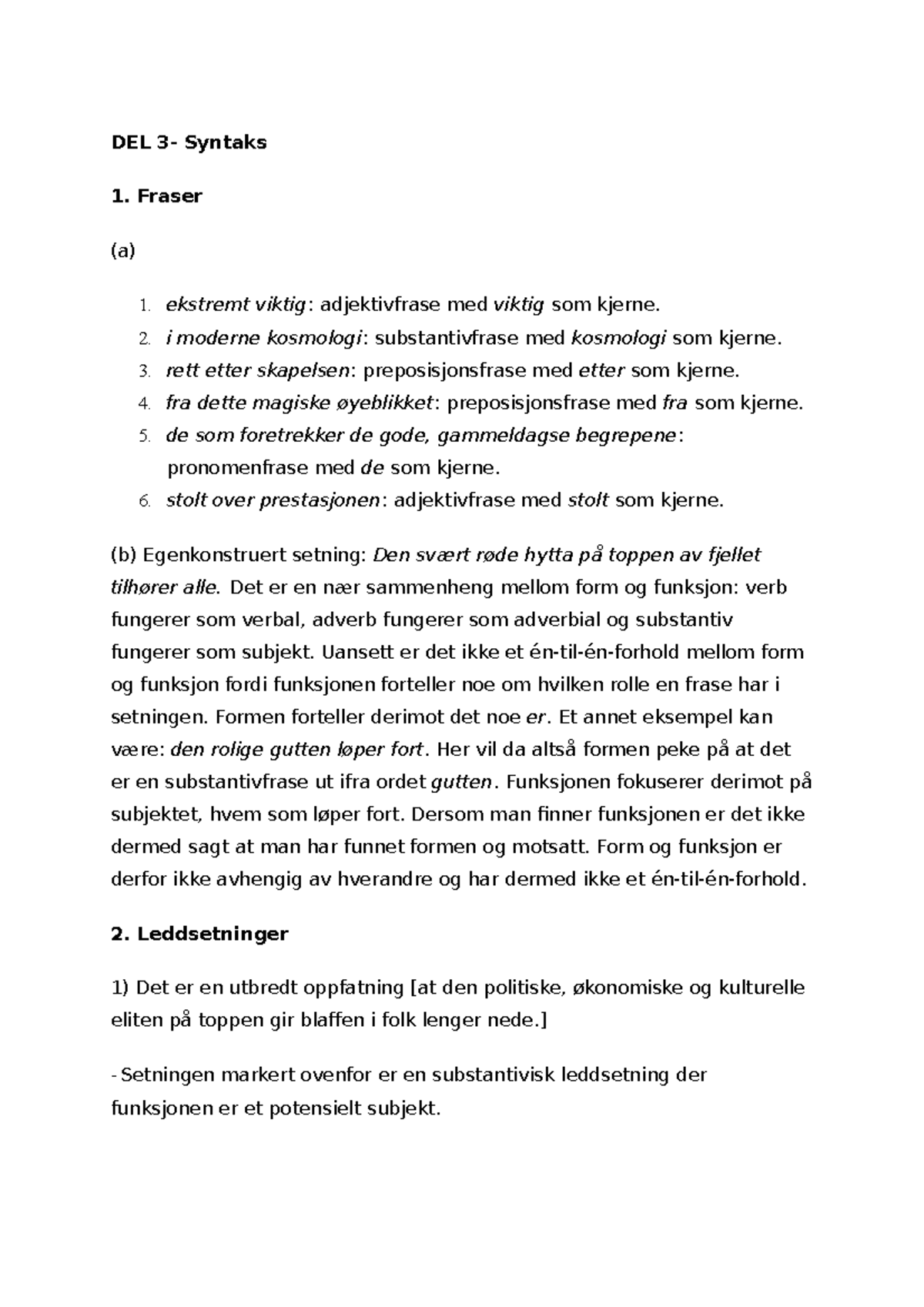 Syntaks 1, DEL 3 AV KVALIFISERINGSOPPGGAVE/MAPPEEKSAMEN - DEL 3 ...