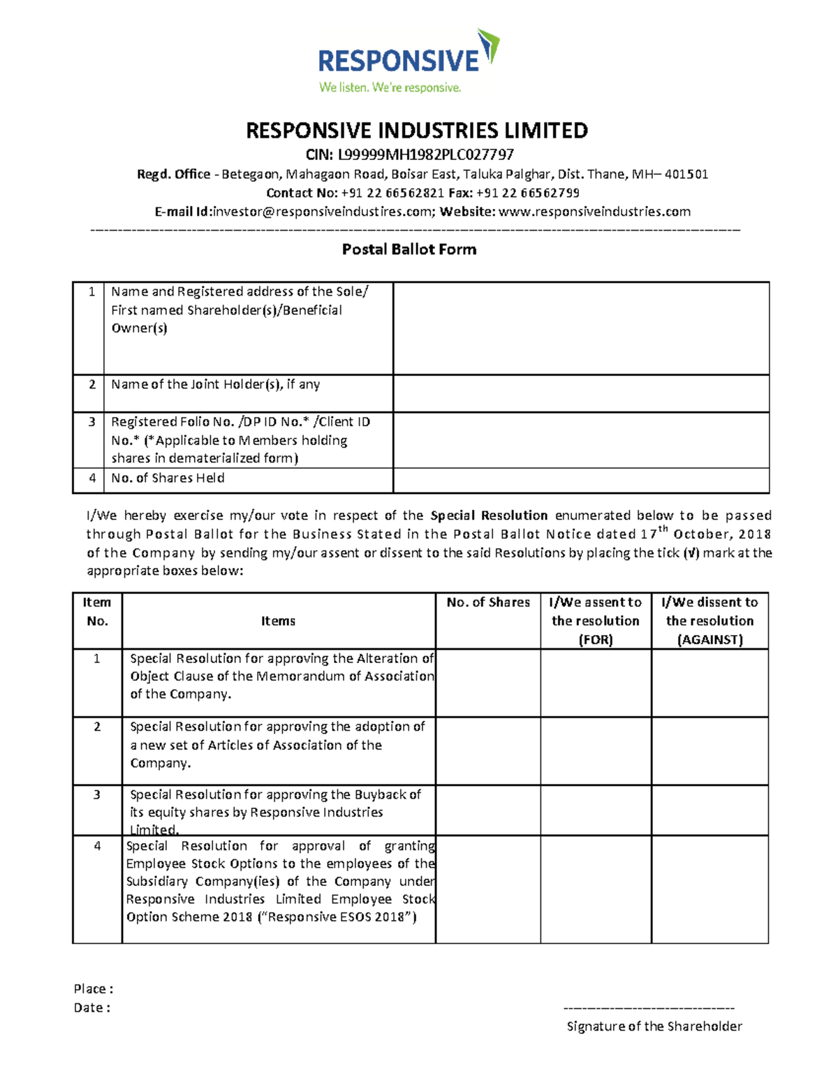 Postal-Ballot-Form-Annexures - RESPONSIVE INDUSTRIES LIMITED CIN ...