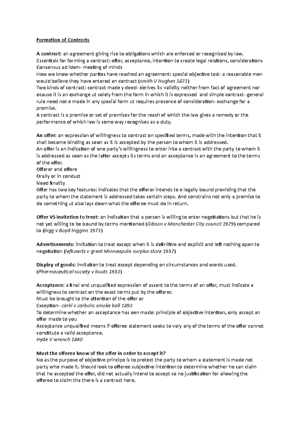 Cycle 1 formation of contracts[ 1926] - Formation of Contracts A ...