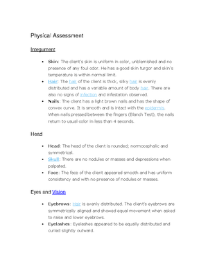 Head To Toe Assessment Guide - HEAD TO TOE ASSESSMENT GUIDE 1 Head to ...