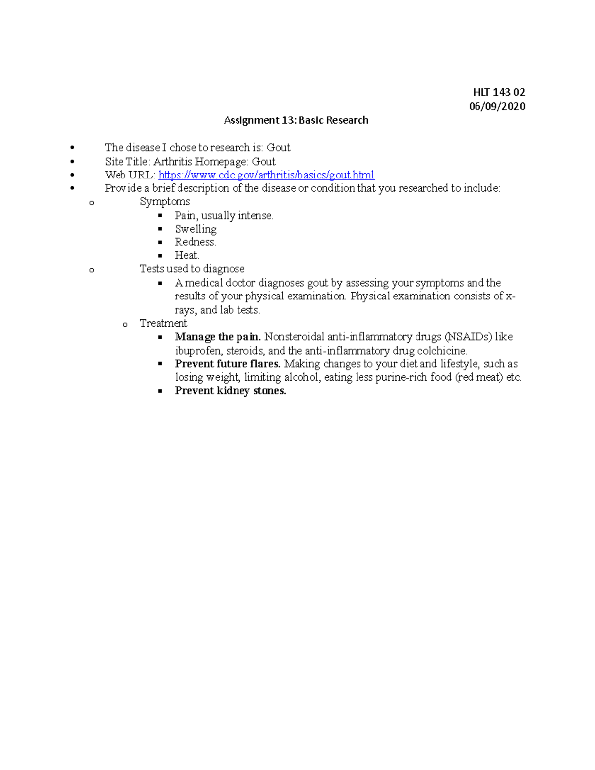 Assignment 13- Basic Research - HLT 143 02 06/09/ Assignment 13: Basic ...