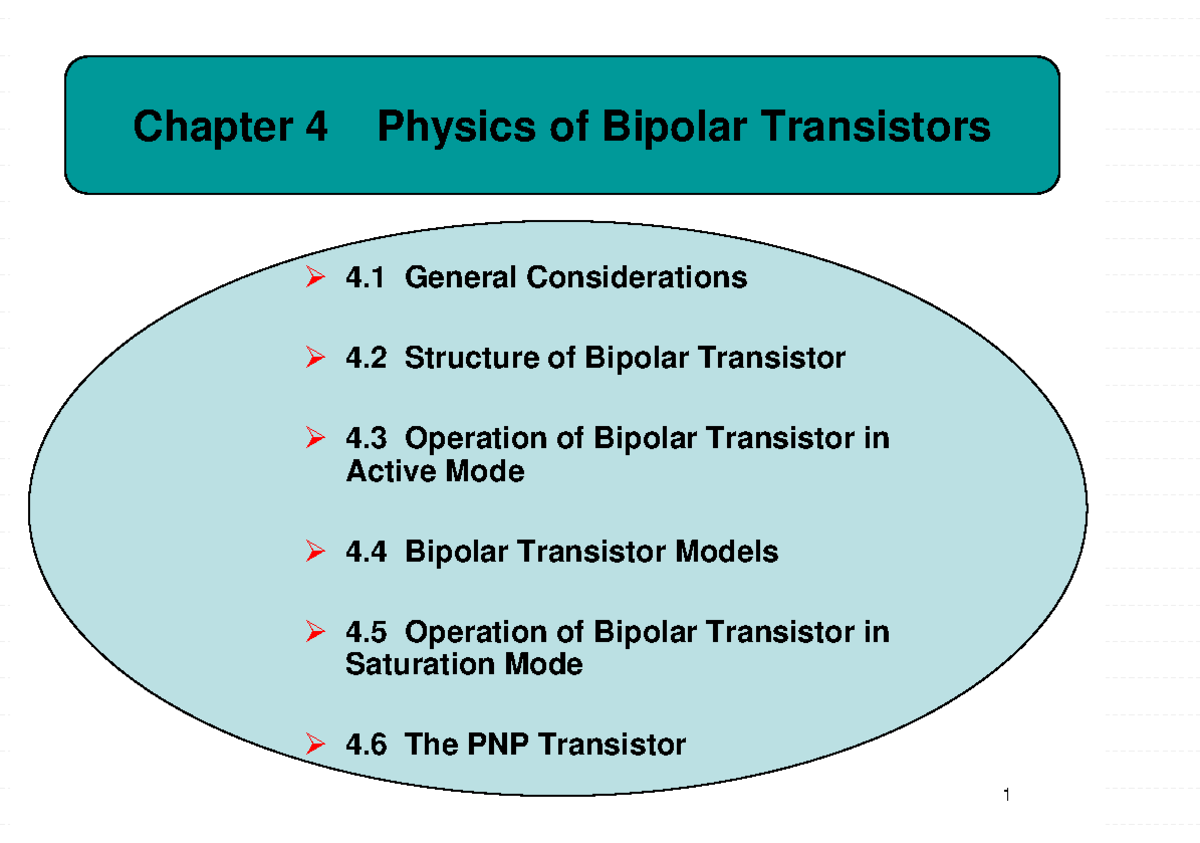 24년도 전자회로(Ch4) 240507 - 123 - 1 Chapter 4 Physics of Bipolar Transistors 4 General ...