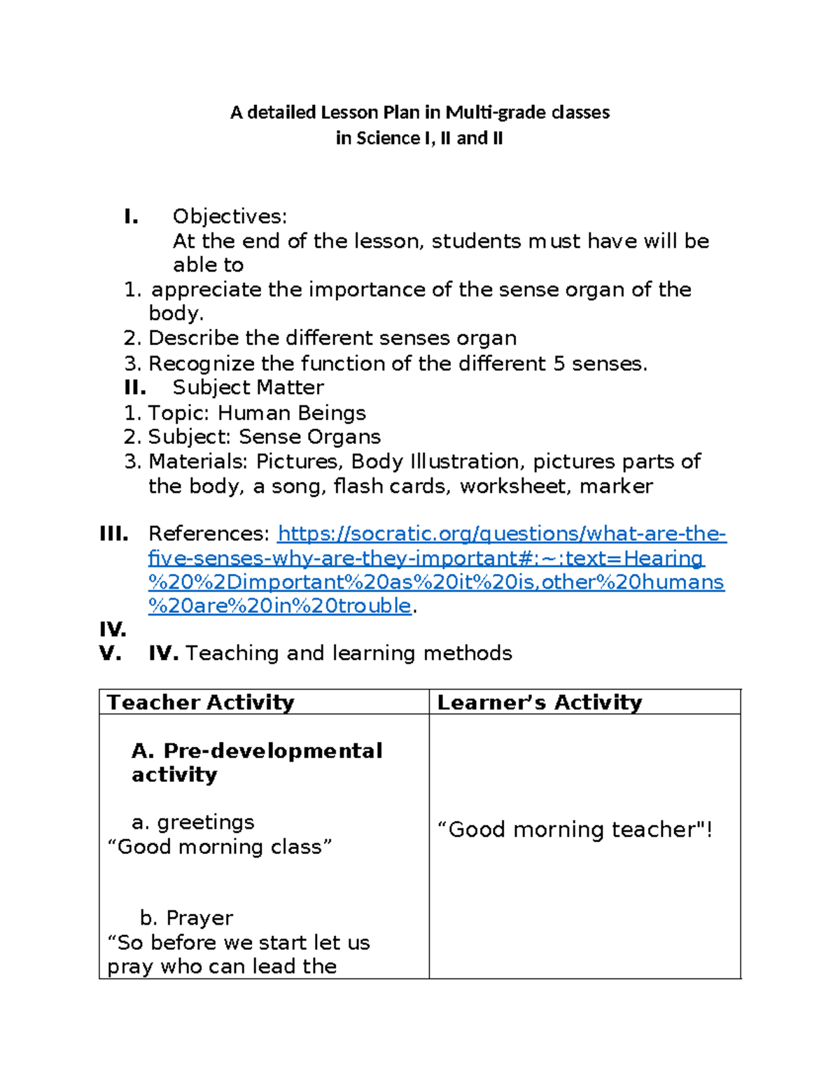 Lesson plan copyyyyyyyy 2 - A detailed Lesson Plan in Multi-grade ...