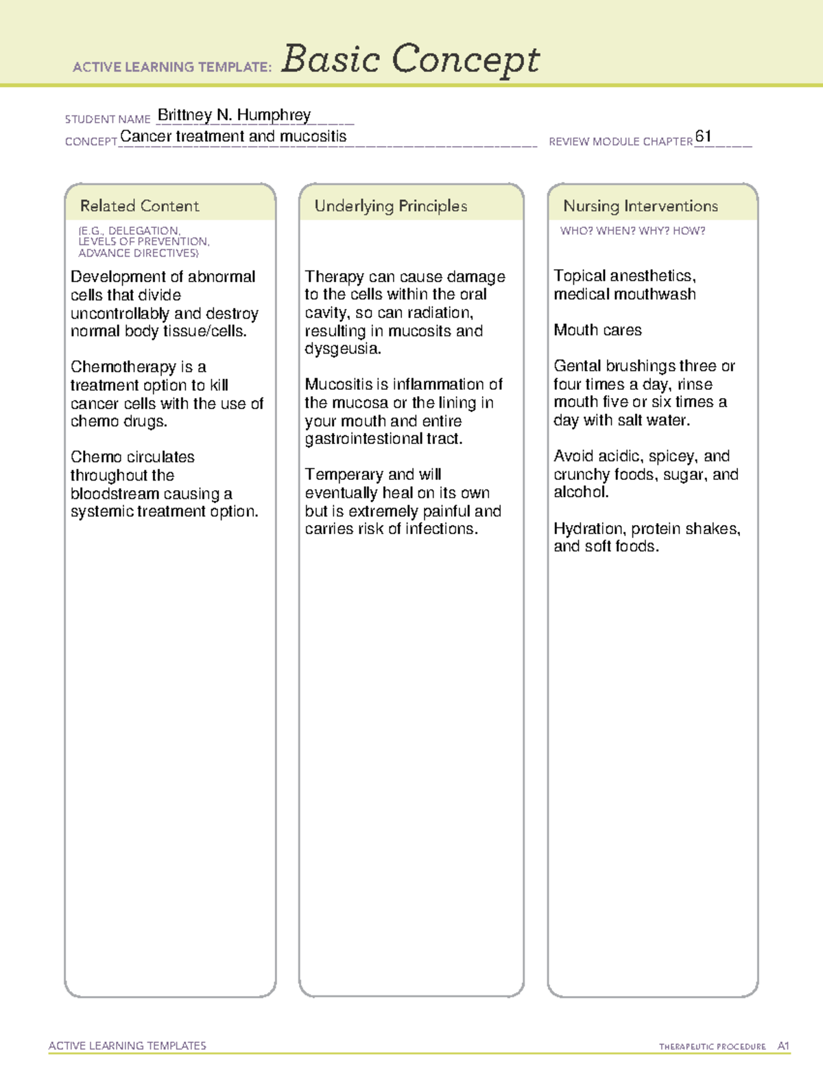Temp 2 - Med Surg ATI - 101 - ACTIVE LEARNING TEMPLATES TherapeuTic ...