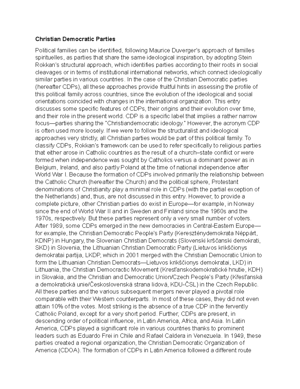 Christian Democratic Parties - Christian Democratic Parties Political ...