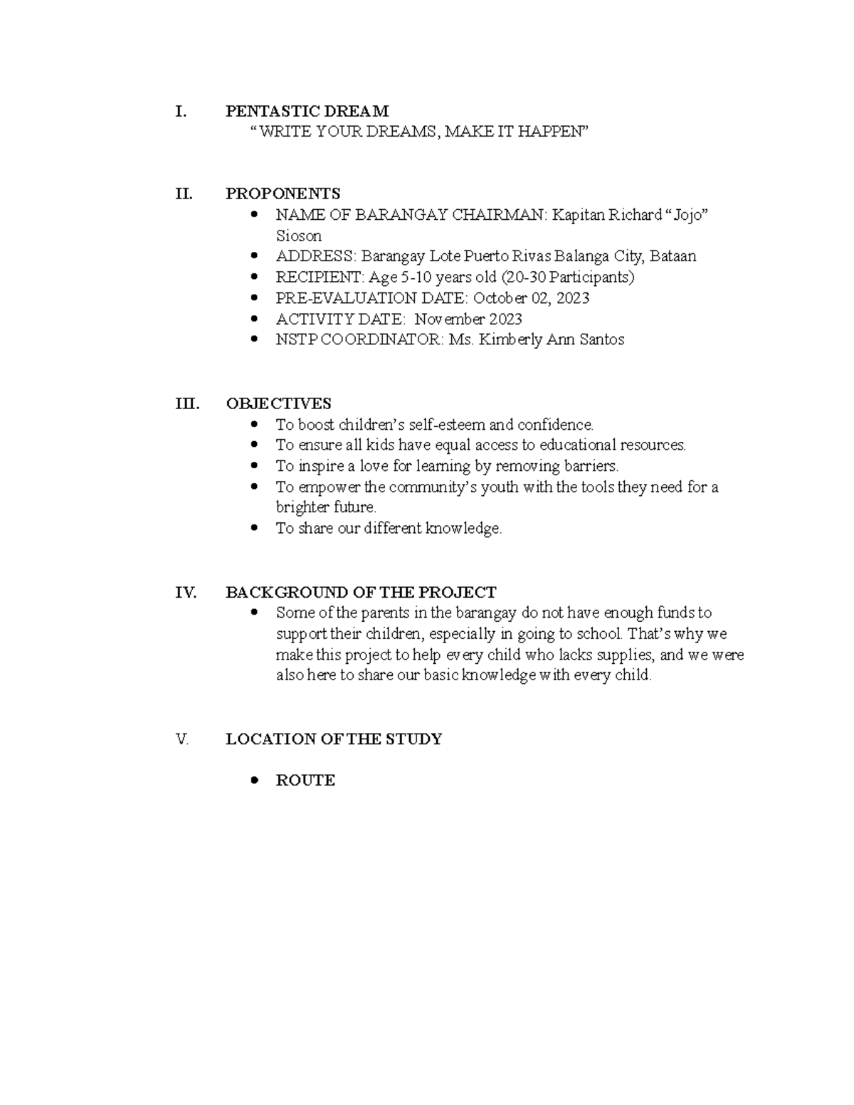 Pentastic Dream - RRESEARCH - I. PENTASTIC DREAM “WRITE YOUR DREAMS ...