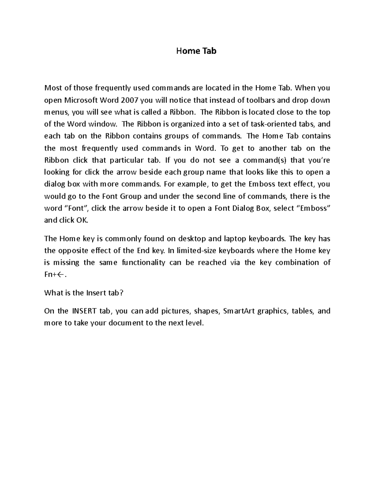 Hometab - Hometown - Home Tab Most of those frequently used commands ...