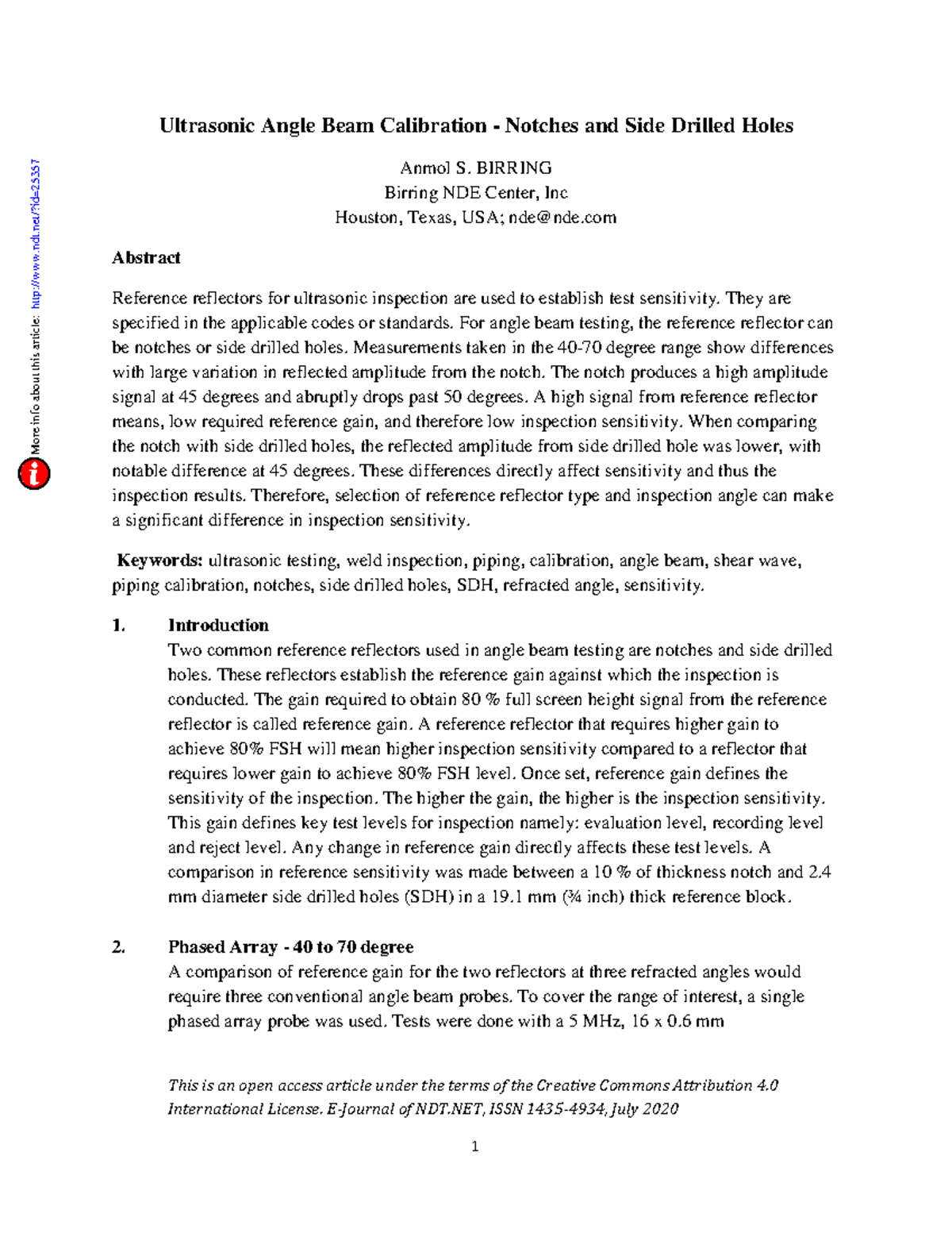 Ultrasonic Angle Beam Calibration - Notches and Side drilled holes ...