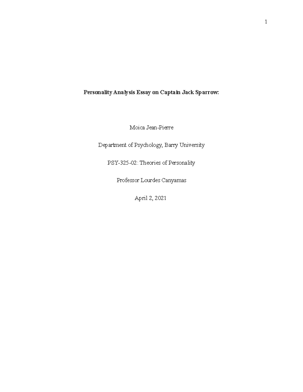 Personality Analysis Essay on Captain Jack Sparrow - Born on a pirate ...