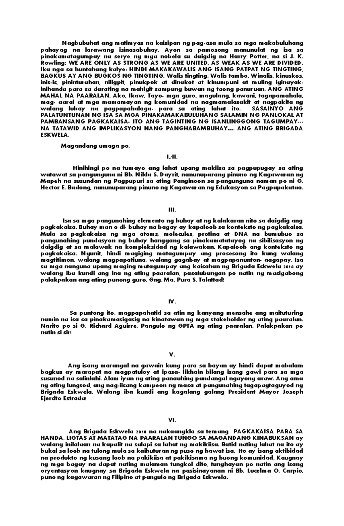 Script-opening-brigada-eskwela compress - Nagbubuhat ang matimyas na ...