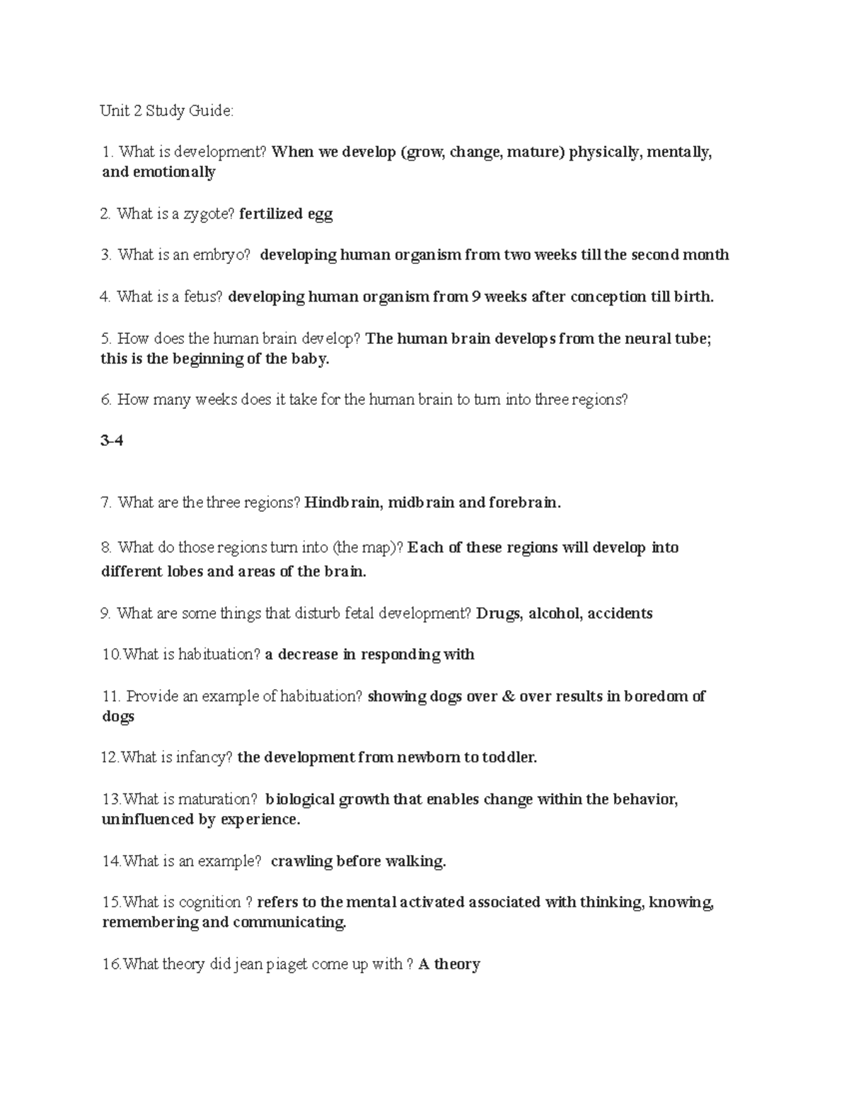 Unit 2 Study Guide - good info - Unit 2 Study Guide: 1. What is ...