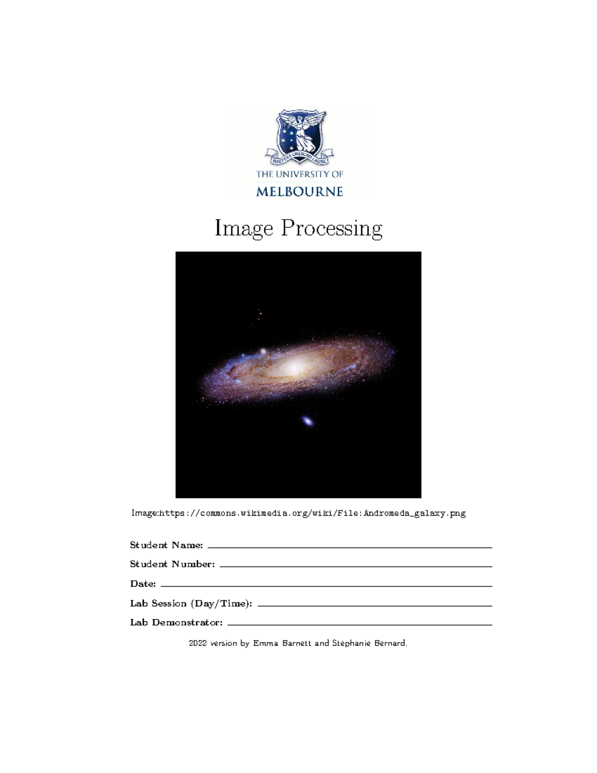 PHYC10008 Lab 3 2022 - Image Processing Image:commons.wikimedia/wiki ...