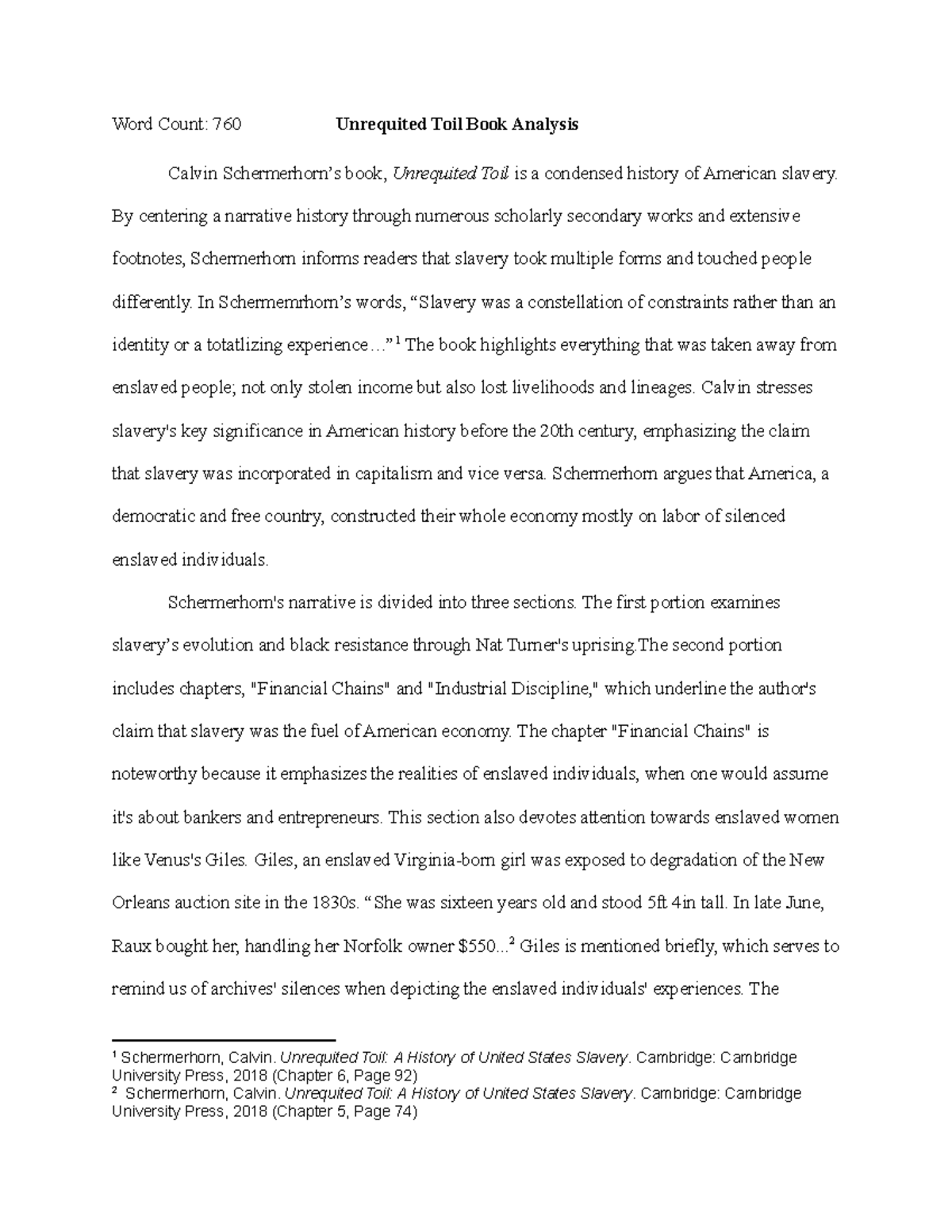 Unrequited Toil Analysis Response - Word Count: 760 Unrequited Toil ...