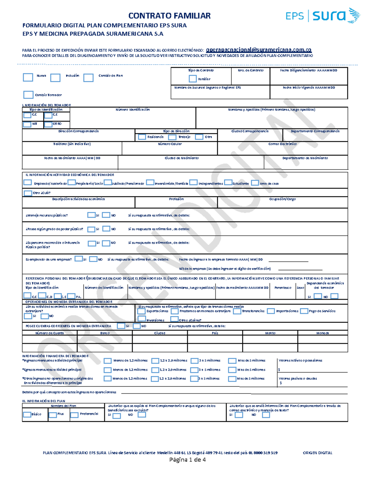 PLAN Complementario Formulario Excepciones - ####### PLAN COMPLEMENTARIO EPS SURA Línea de ...