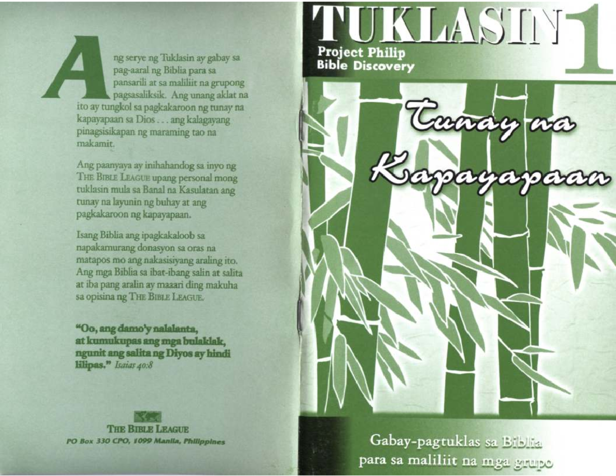 Tuklasin 1 Lesson 1 5 only - bible study - Visit: or E-mail us at for more information tblp.com ...