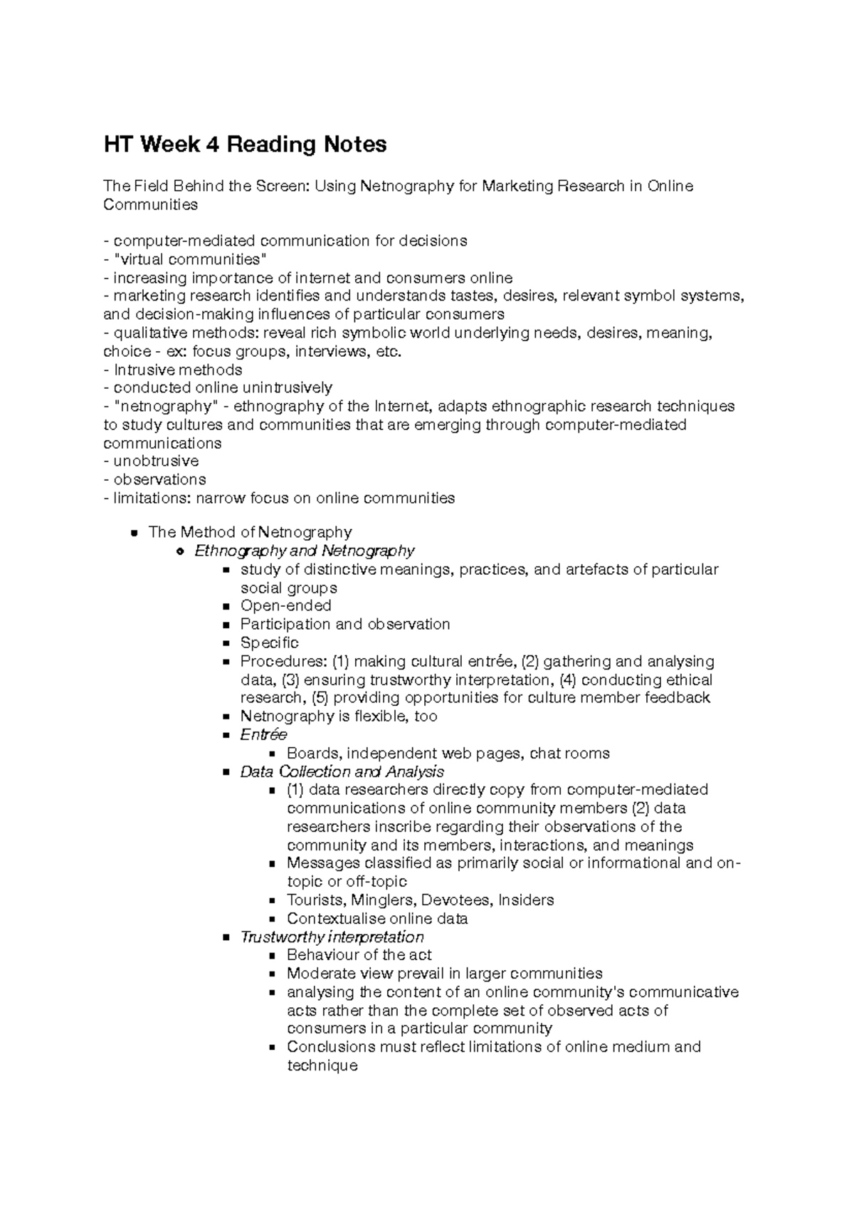 HT Week 4 Reading Notes - The Field Behind the Screen: Using ...