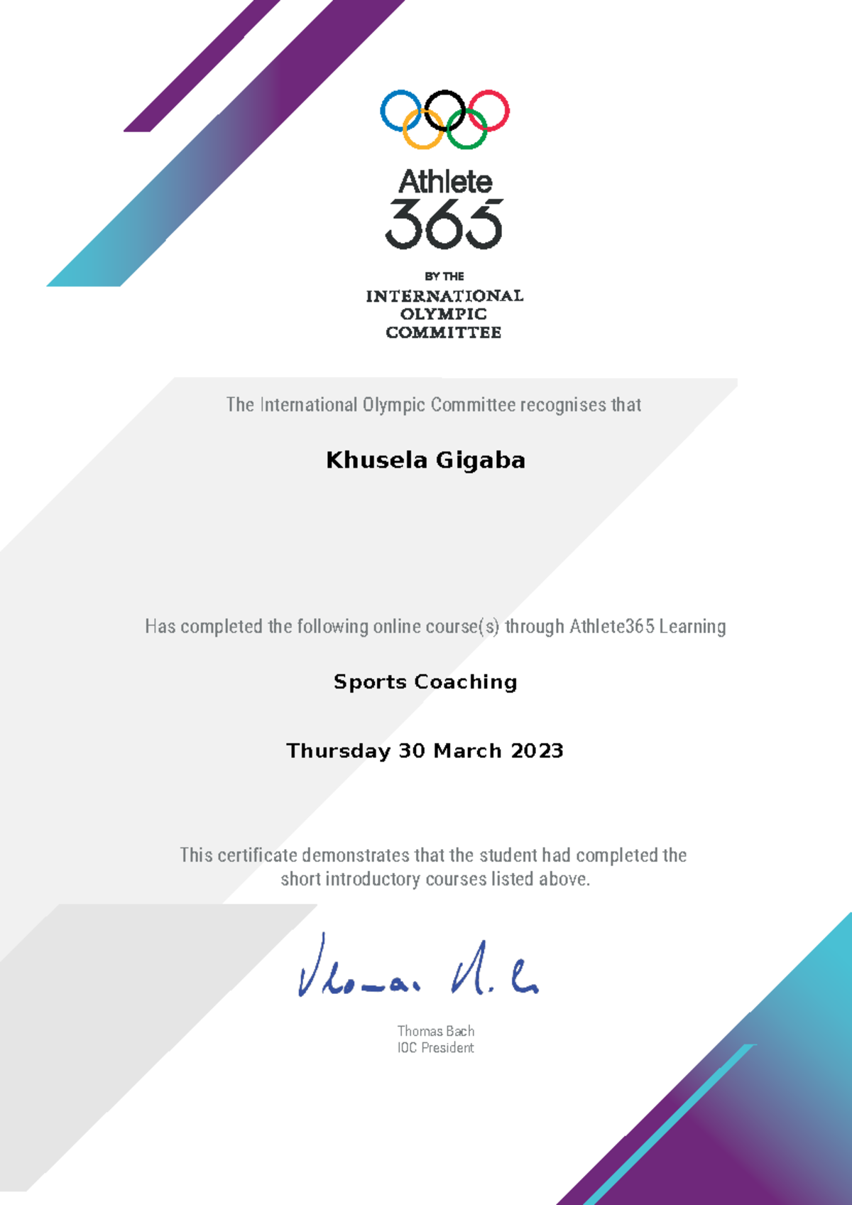 Sports Coaching-Certificate - BEL3A01 - The International Olympic ...