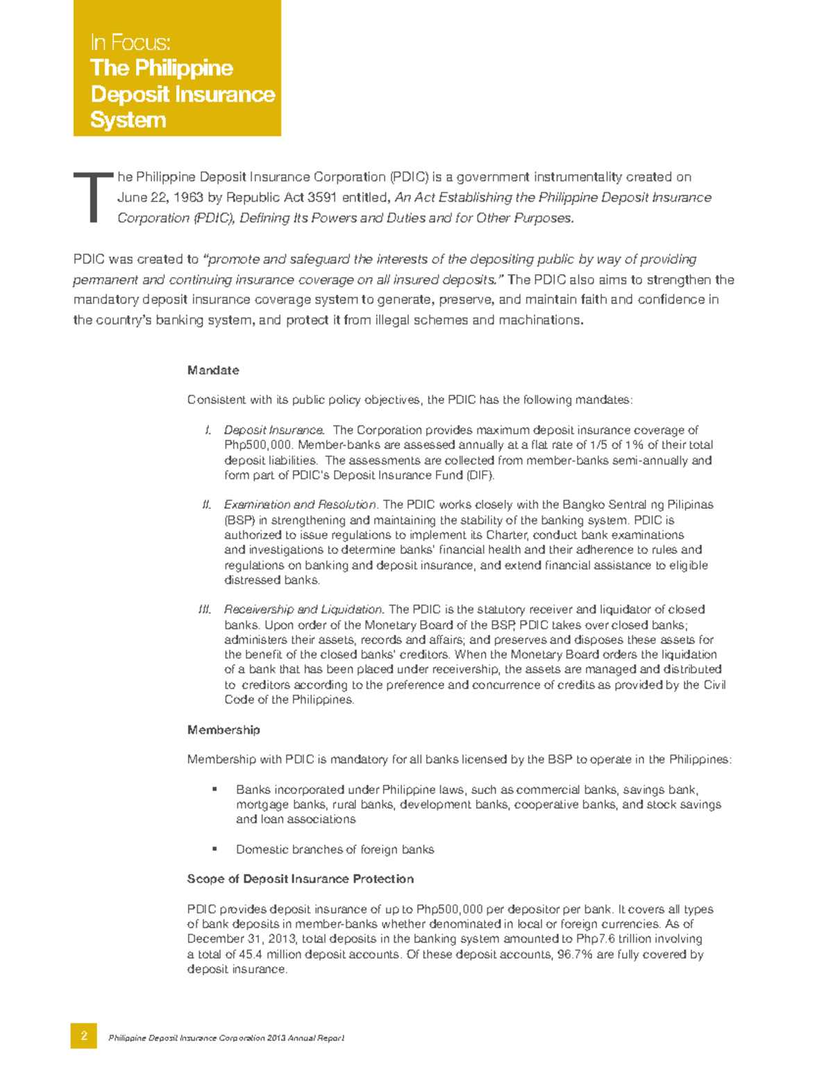 Public-policy - Notes - 2 Philippine Deposit Insurance Corporation 2013 ...