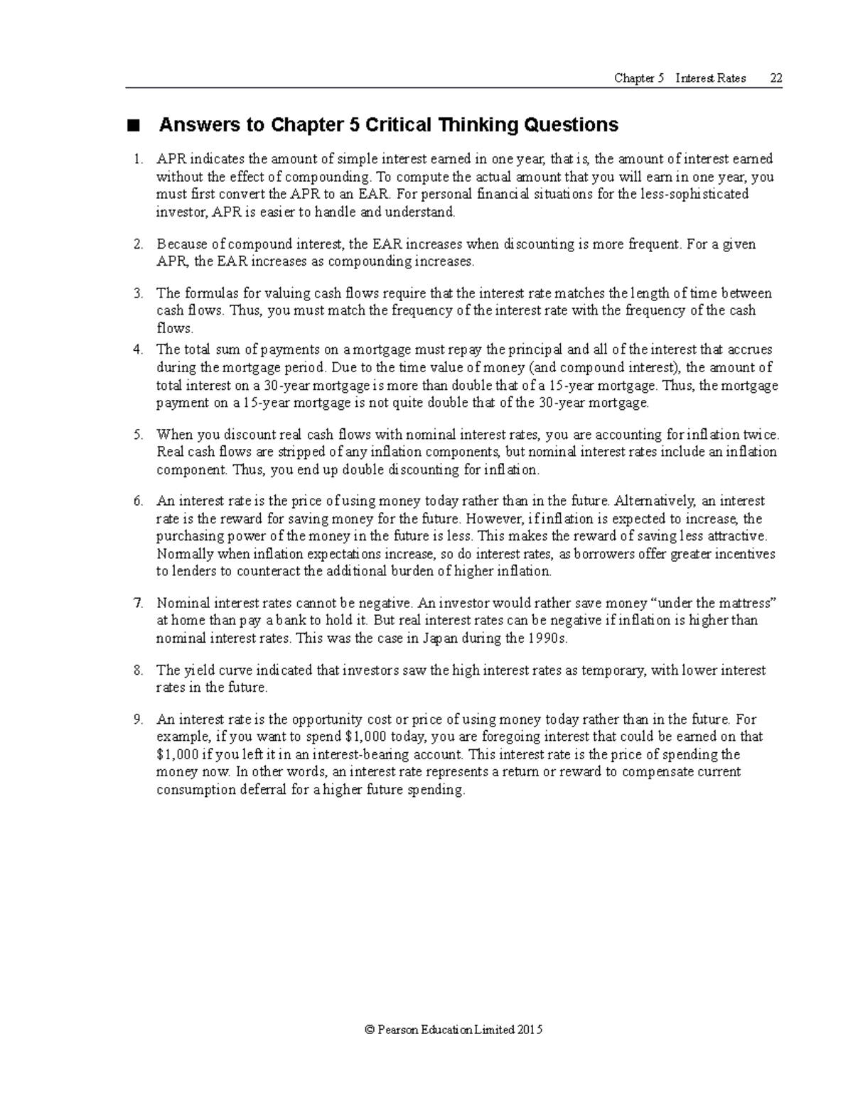 Answers to Chapter 5 Critical Thinking Questions - Chapter 5 Interest ...