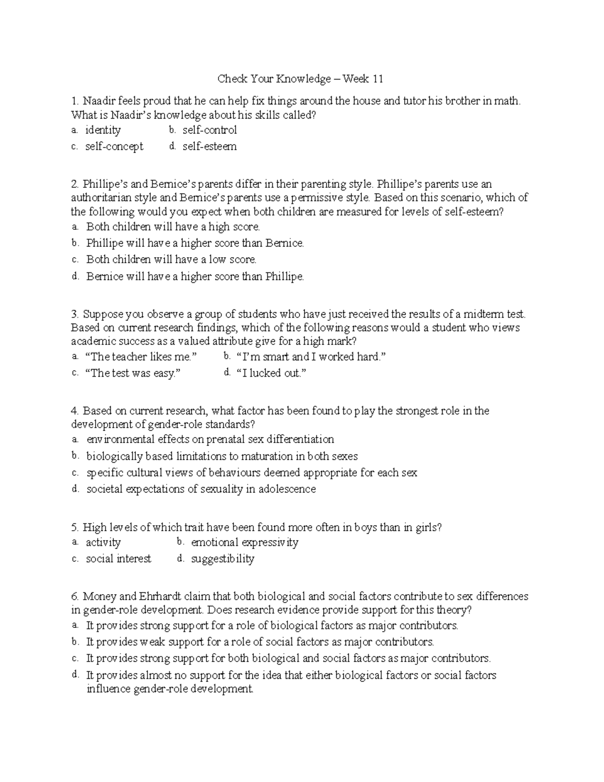 Week 11 Check Your Knowledge - Check Your Knowledge – Week 11 Naadir ...