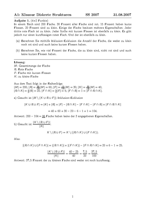 Diskrete-Mathematik-klausur - Mathematisches Institut der Universität ...