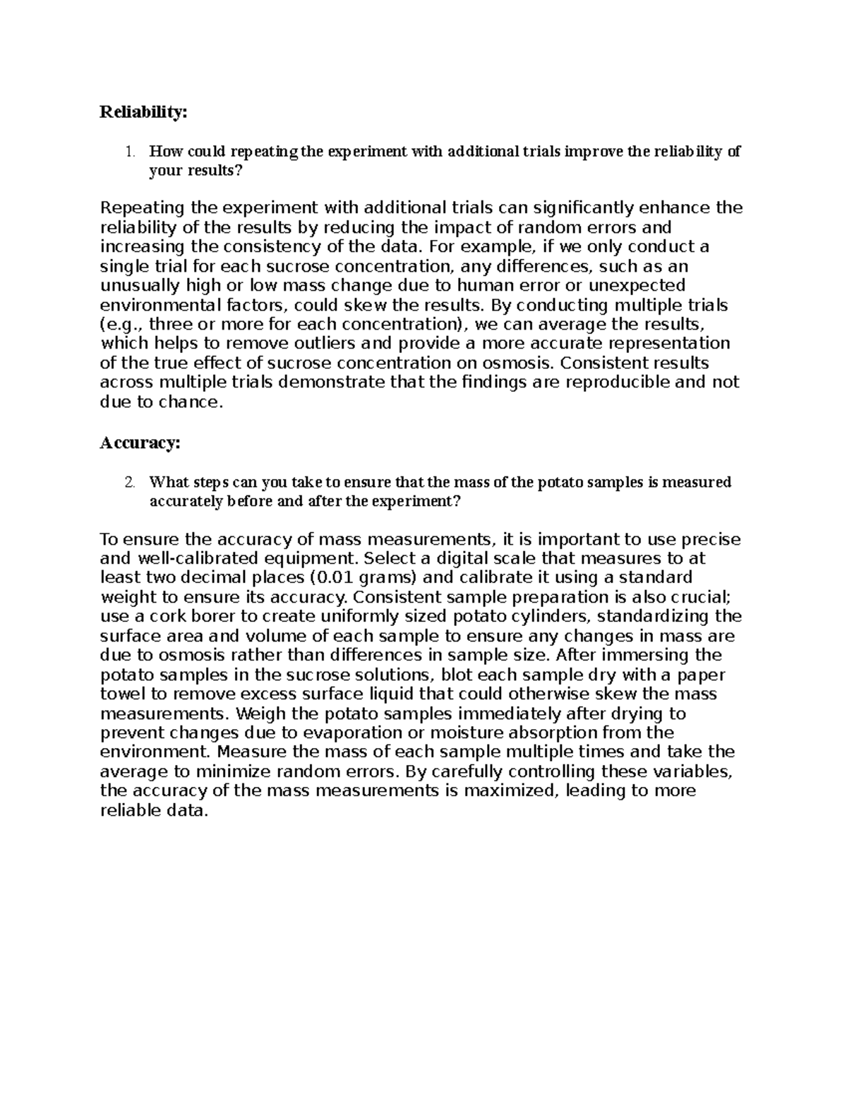 Reliability, validity abd accuracy - Reliability: 1. How could ...