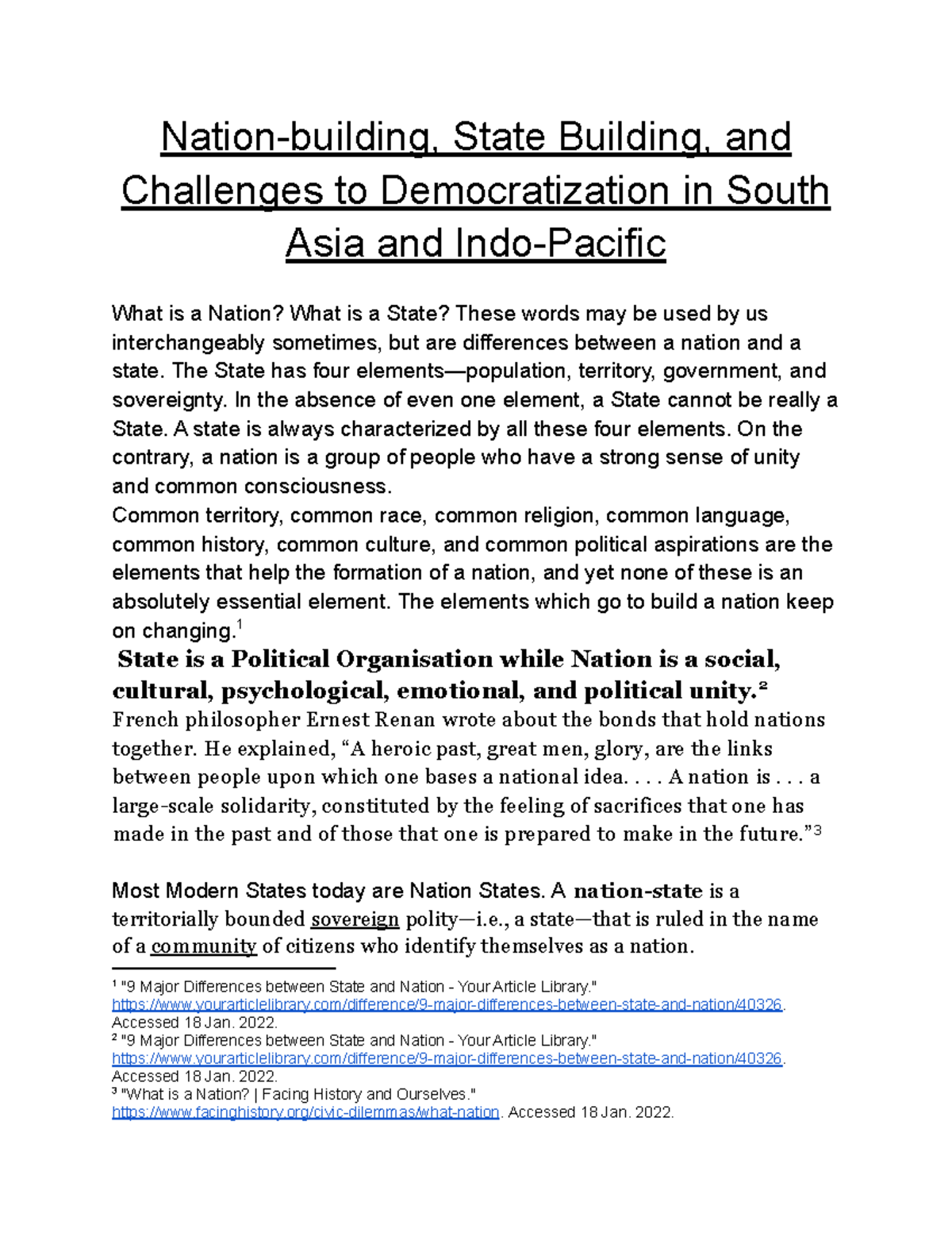 3)Nation building, State building, and challenges to democratization ...