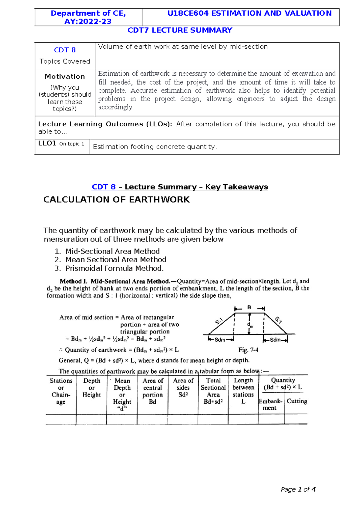 E&V CDT 8 WEEK3 2022-23 - AY:2022- CDT7 LECTURE SUMMARY CDT 8 Topics ...