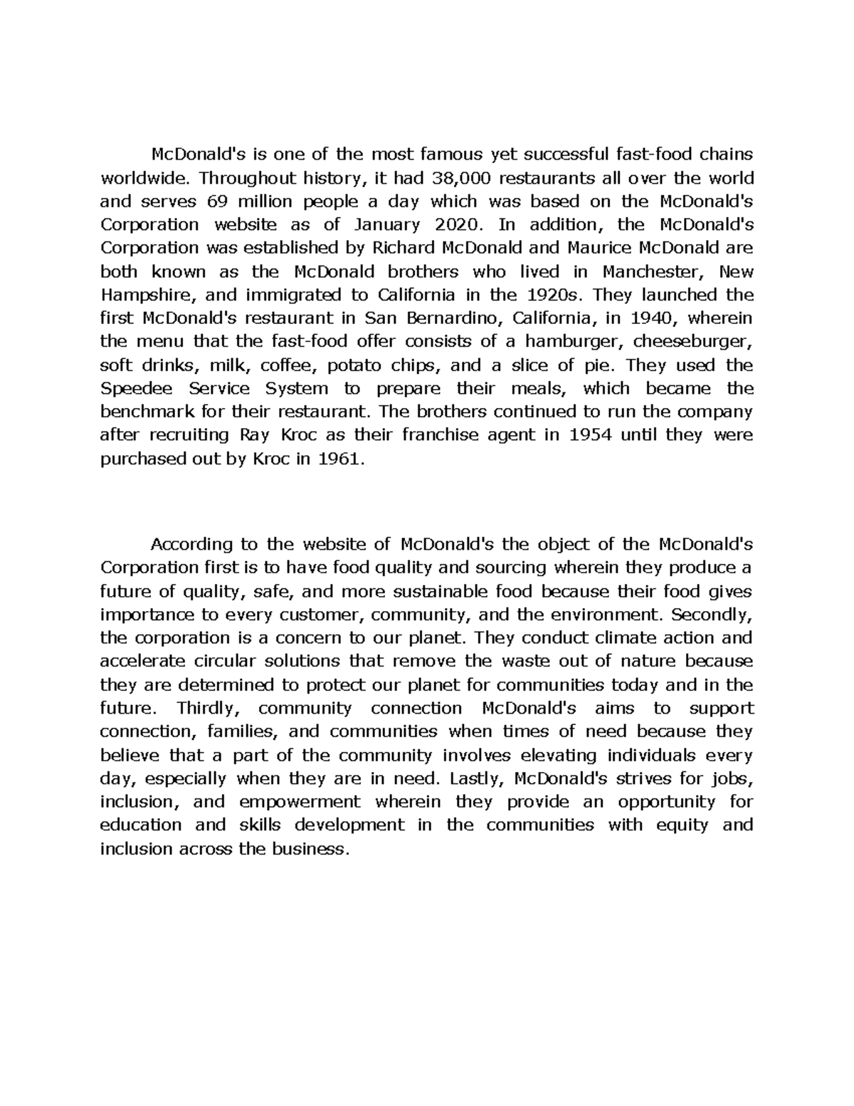 Mc Donalds Company Profile - McDonald's is one of the most famous yet ...