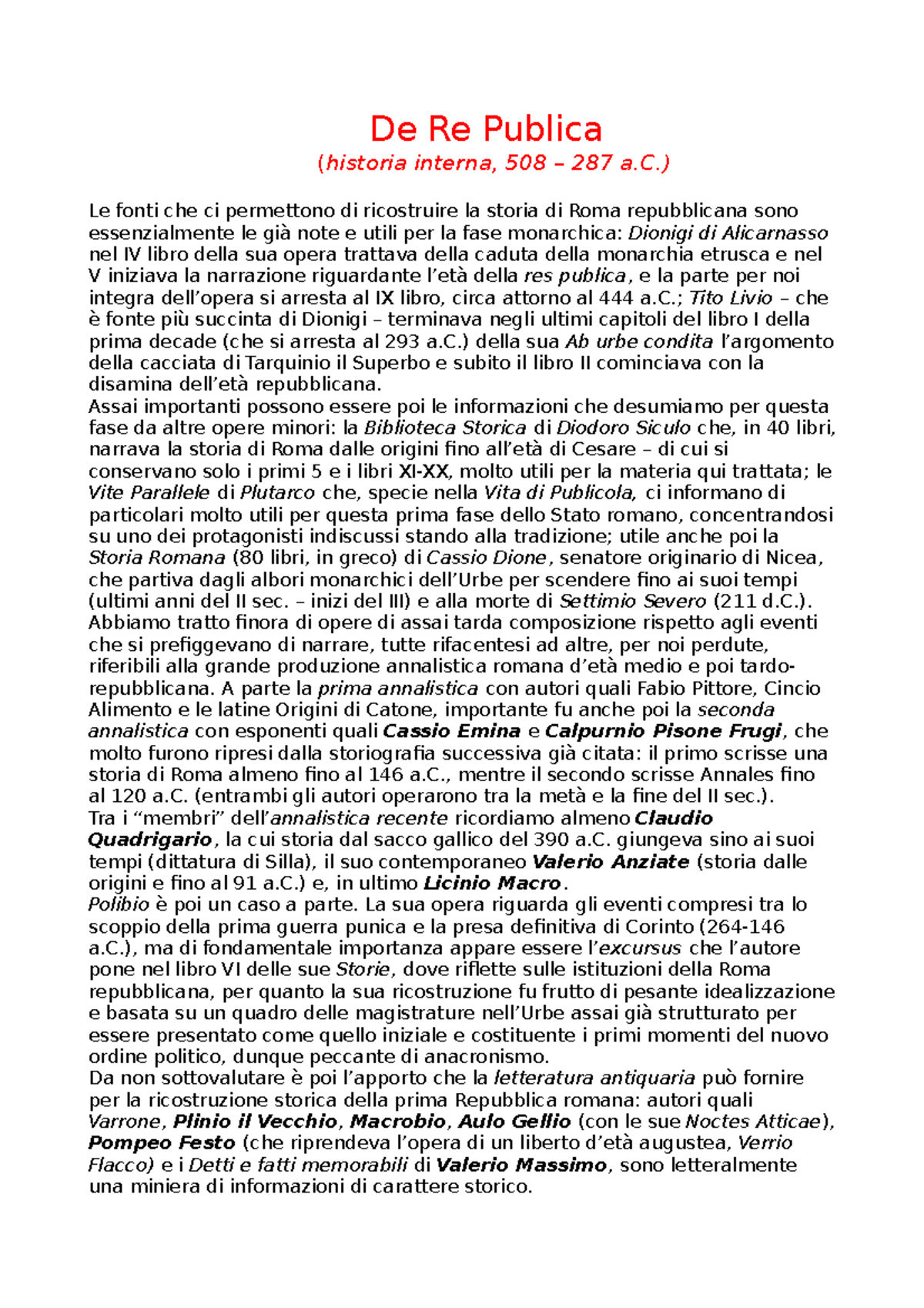De Re Publica (pars I) - Repubblica 1 - De Re Publica ( historia ...