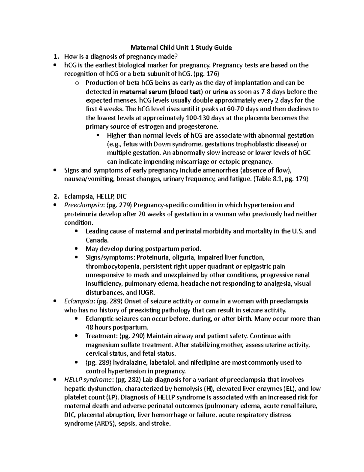 Maternal Child Unit 1 Study Guide - Maternal Child Unit 1 Study Guide ...