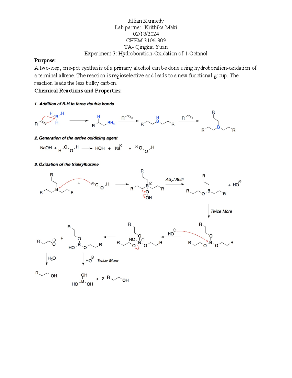 Lab3 - Lab 3 - Jillian Kennedy Lab partner- Krithika Maki 02/18/ CHEM 3106- TA- Qingkai Yuan ...