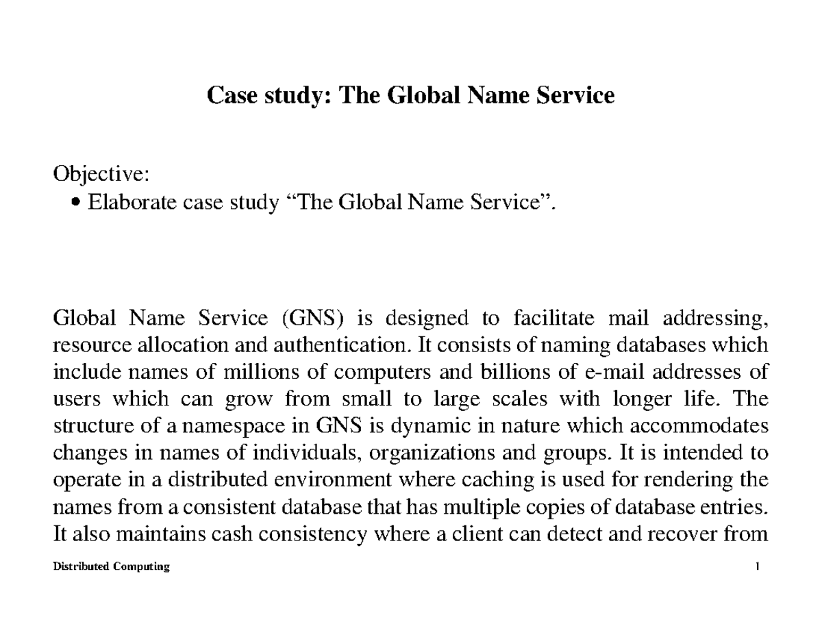 DC - Case study The Global Name Service - Case study: The Global Name ...