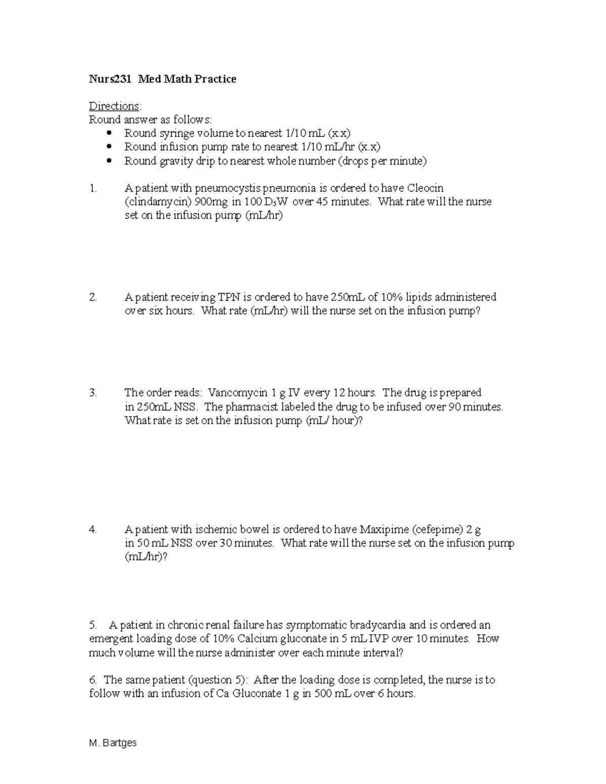 231math practice - Med math for 231 - Nurs231 Med Math Practice ...