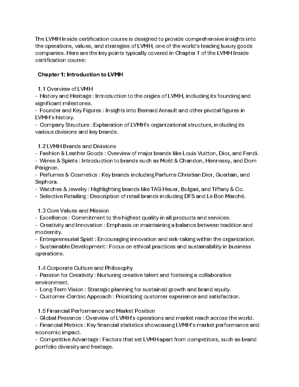 The LVMH Inside CHApter 1 - The LVMH Inside certification course is ...