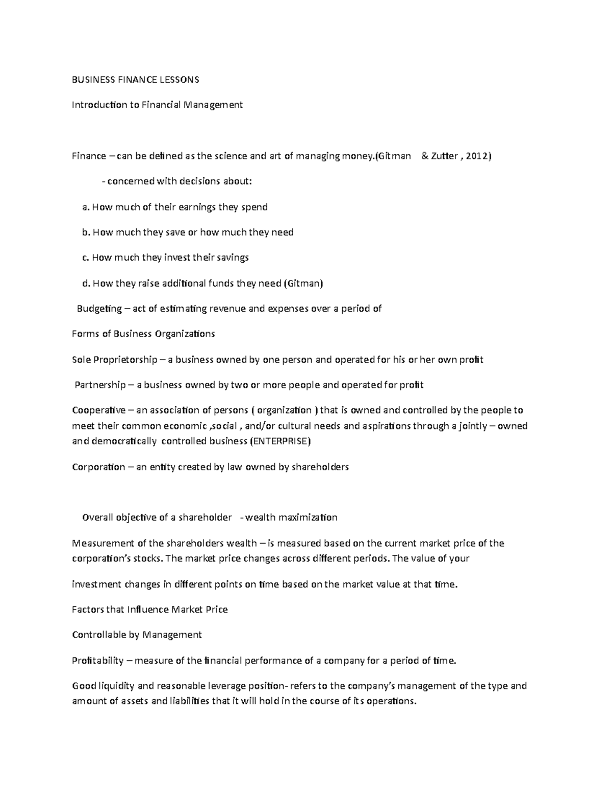 Business Financ-WPS Office - BUSINESS FINANCE LESSONS Introduction to ...