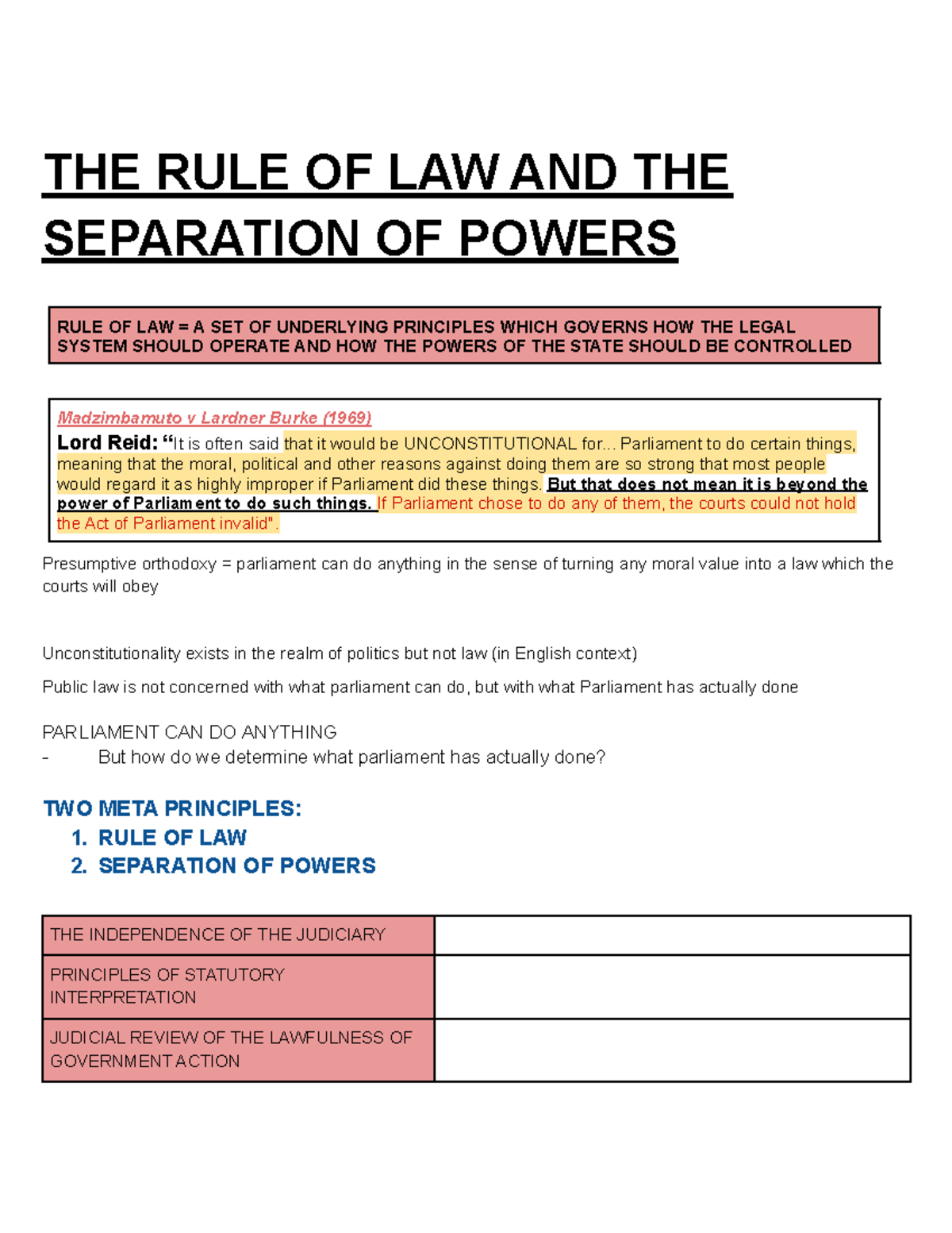 THE RULE OF LAW AND THE Separation OF Powers - THE RULE OF LAW AND THE ...