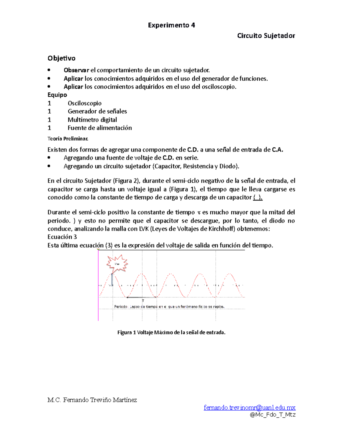 Practica 4 Electronica copy - Circuito Sujetador Objetivo Observar el comportamiento de un - Studocu