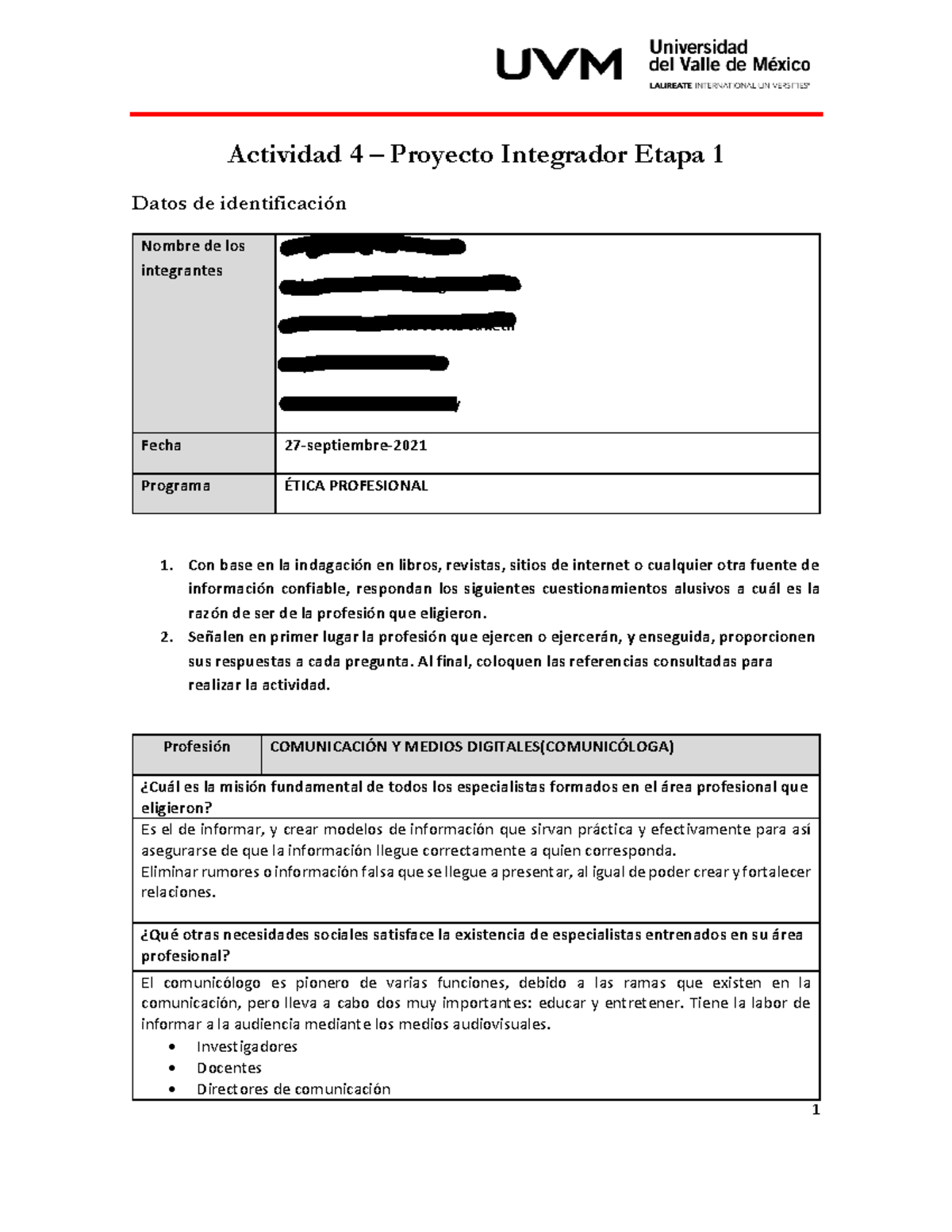 Actividad 11- Proyecto Integrador Etapa 1, 2 y 3 - Actividad 4 – Proyecto Integrador Etapa 1 ...