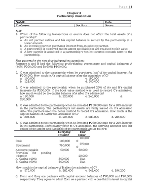 SOL. MAN. Chapter 4 Partnership Liquidation Acctg - Chapter 4 Partnership Liquidation PROBLEM 1 ...