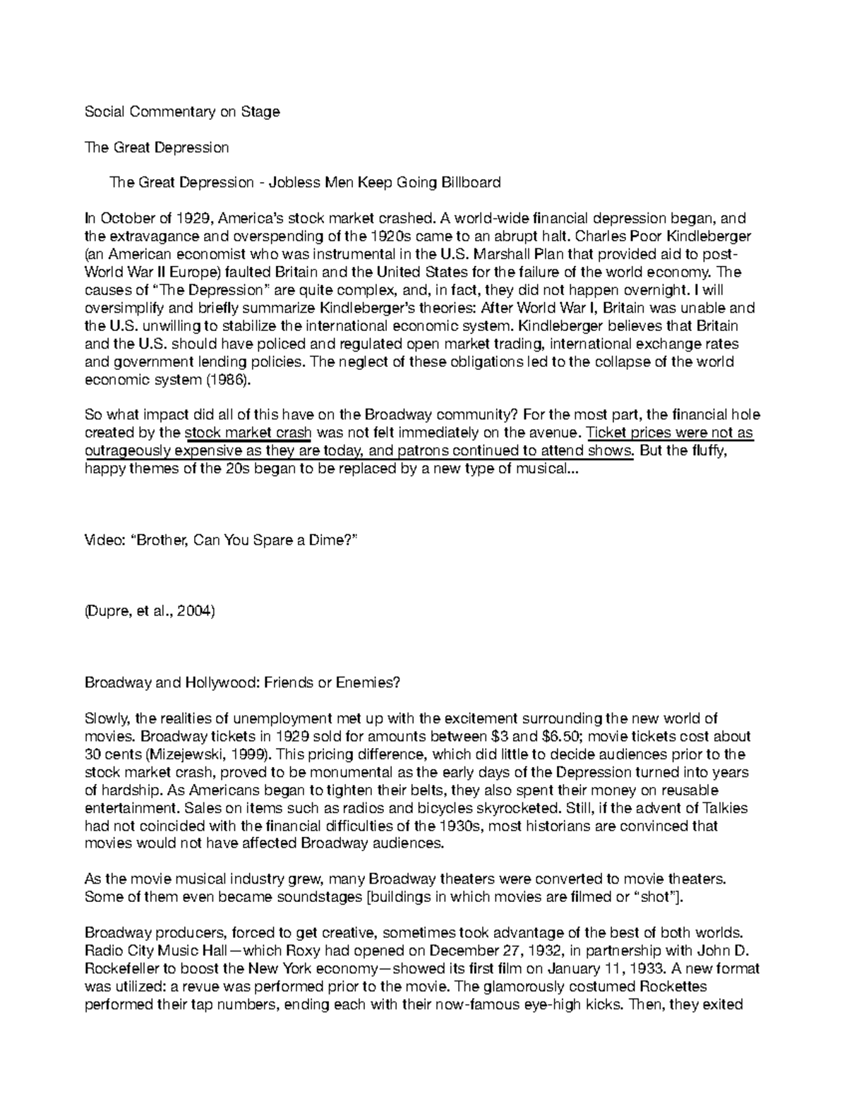 7.2 - 1930s - Social Commentary in Dance - Social Commentary on Stage ...