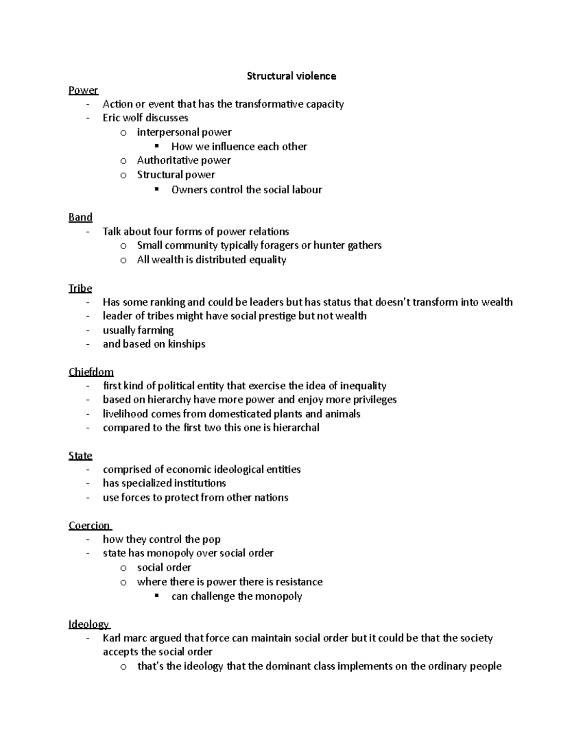 Anthro Lecture 1 week 11- structural violence - Structural violence ...