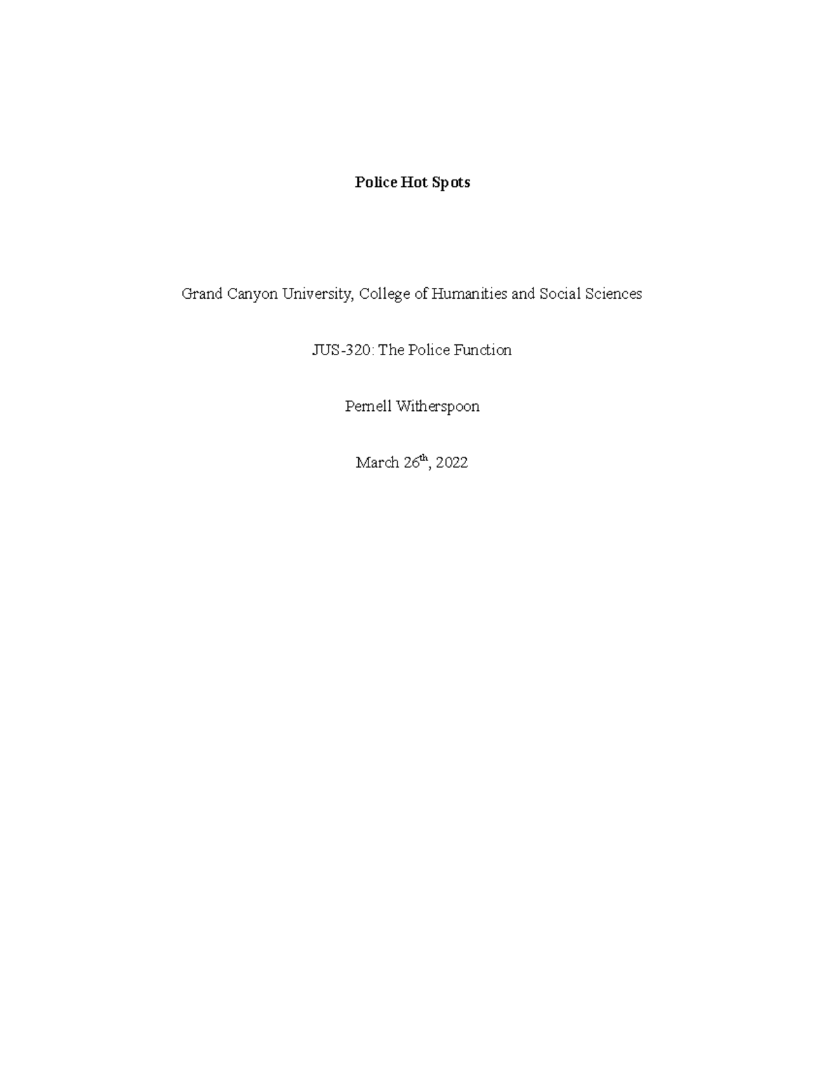 Police Hot Spots - Police Hot Spots Grand Canyon University, College of ...