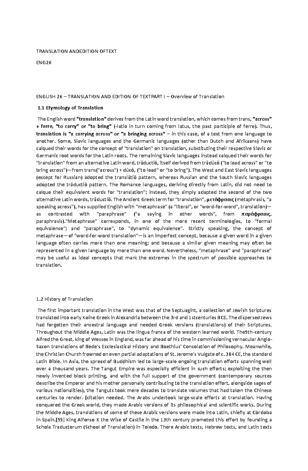 Translation-module - TRANSLATION ANDEDITION OFTEXT ENG ENGLISH 26 ...