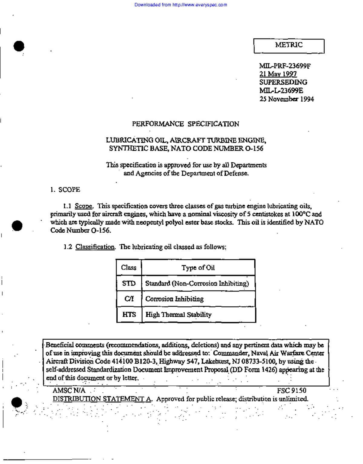 MIL-PRF-23699 F - MIL-PRF - .. MIL-PRF-23699F 21 Mav 1997 SUPERSEDING ...