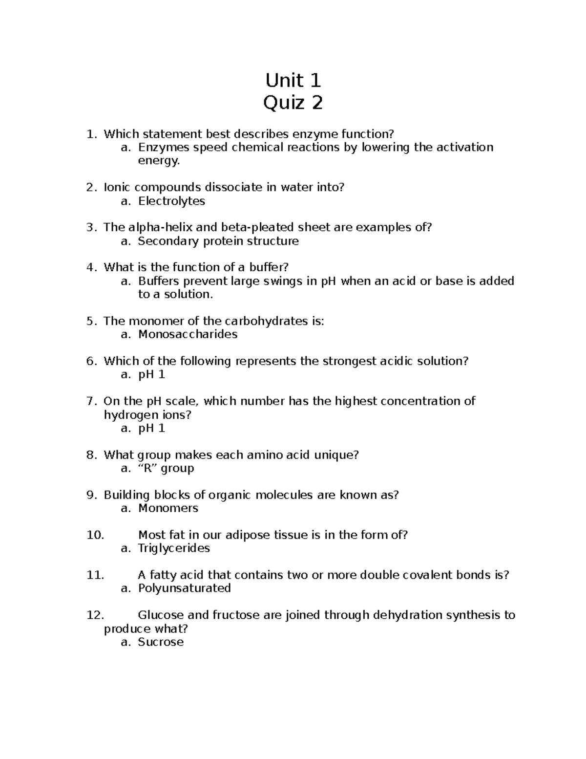 Unit 1 - Quiz 2 - Unit 1 - Quiz 2 - Unit 1 Quiz 2 Which statement best ...